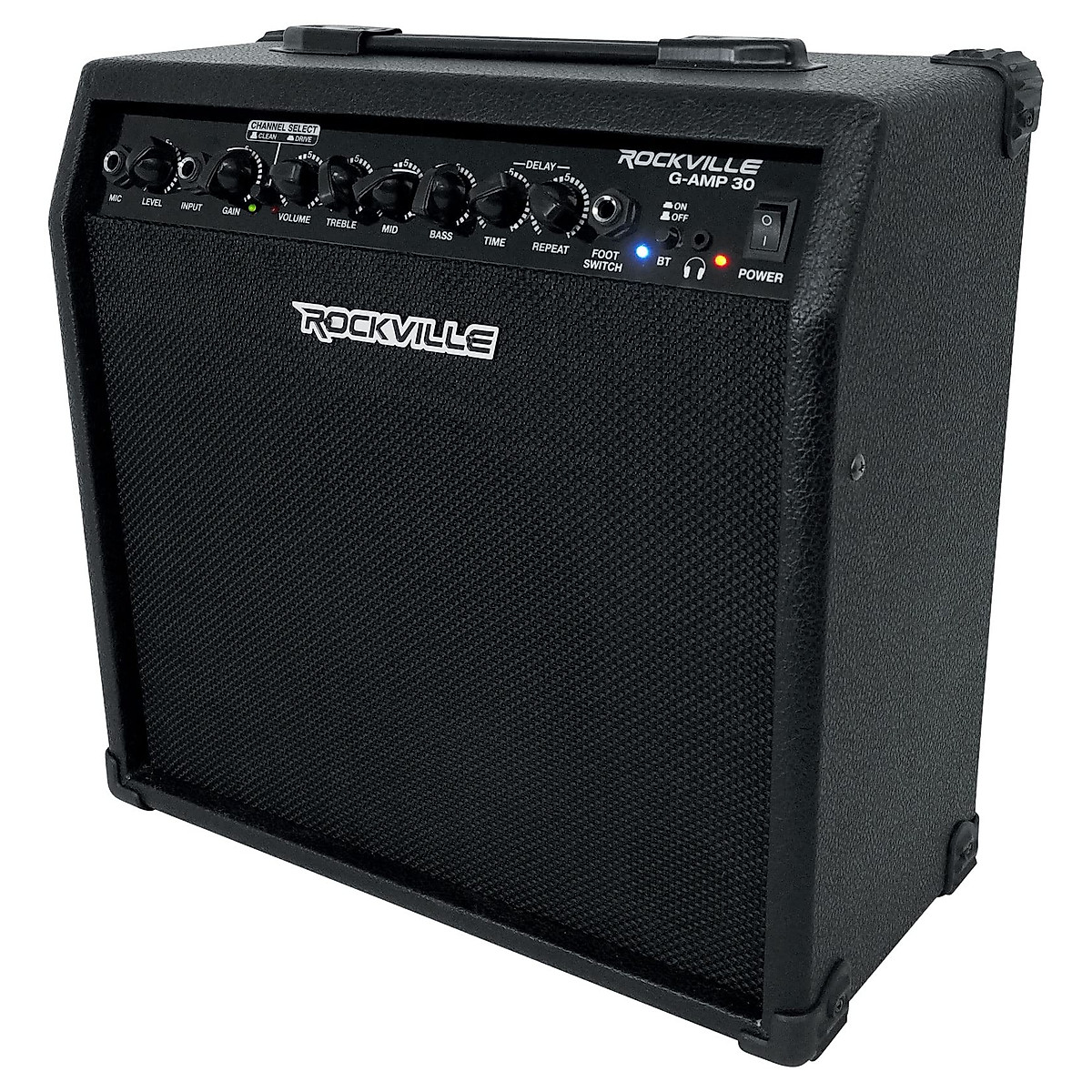 Rockville G-AMP 30 Watt Guitar Combo Amplifier Amp w/Bluetooth+Footswitch+Mic