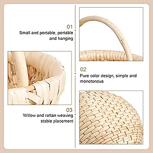 Hemoton Woven Storage Basket Wedding Flower Girl Basket Woven Ranttan Flower Bride Basket Picnic Basket for Wedding Bridal Ceremony Party Decoration (Beige) S Wicker Basket