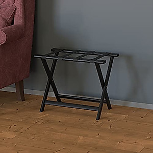 Krollen Industrial 24 1/2" x 15" x 20" Black Wood Folding Luggage Rack