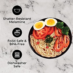 ANNIE'S KITCHEN Japanese Ramen Bowl Set Naruto Ramen Bowl with Chopsticks- Melamine Dinnerware Set. 33oz Ramen Noodle Bowls, Asian Soup Spoon, Japanese Chopsticks, Stands. 8 Piece Set for 2