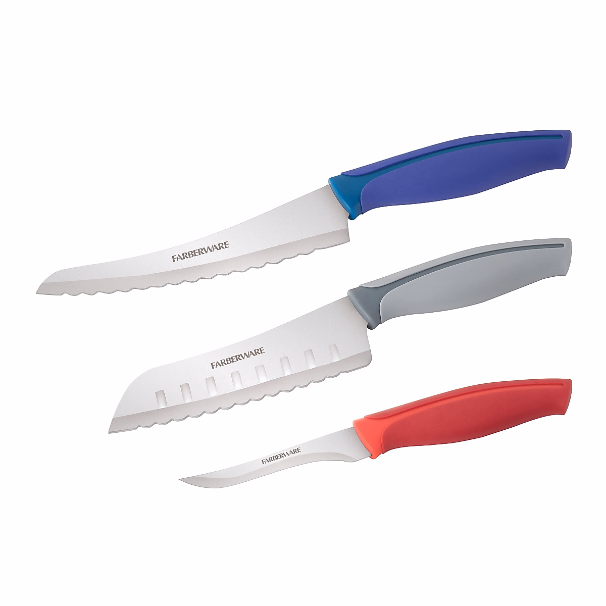Farberware Precise Slice Utility Knife Set, 3 Piece, Multicolor