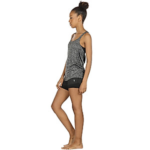 icyzone Workout Tank Tops Built in Bra - Women's Strappy Athletic Yoga Tops, Exercise Running Gym Shirts (L, Charcoal)