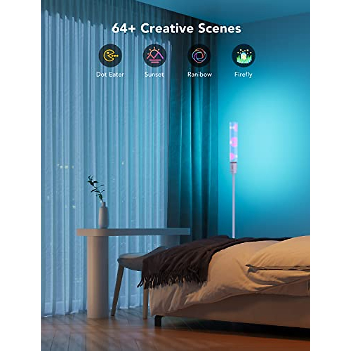 Govee RGBIC Floor Lamp, LED Corner Lamp with Wi-Fi App Control, Smart Floor Lamp with DIY Mode, 64+ Scenes, Music Sync, 1500 Lumens Modern Cylinder Standing Lamp for Bedroom, Living Room