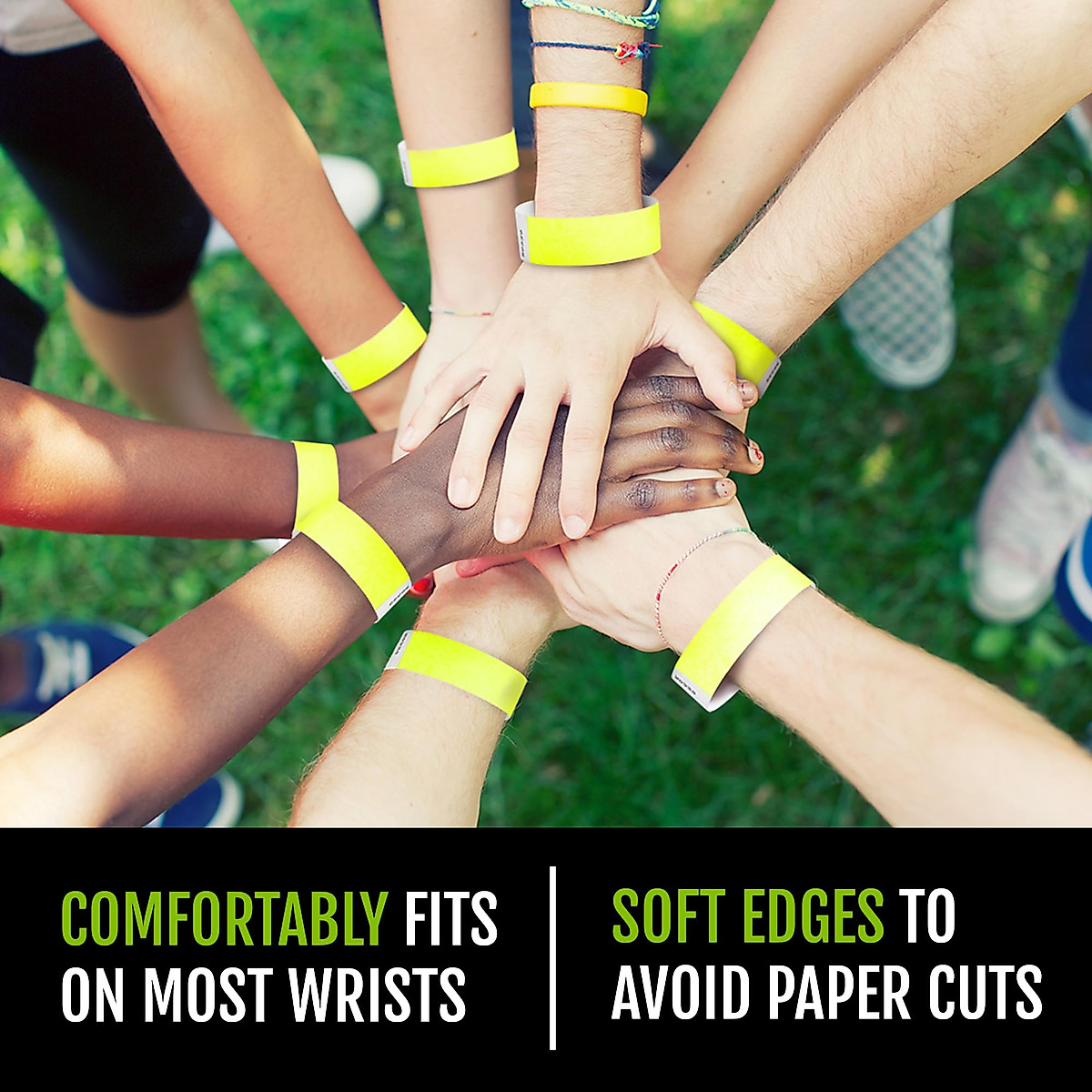 WristCo 3/4" Tyvek Wristbands | Lightweight |Durable | Waterproof | Great for Events and Screening | Neon Yellow | 500 Paper Wristbands