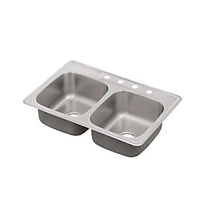 MSDP5050P 33" x 22" Stainless Steel Drop In Double Bowl Kitchen Sink with Drain Assembly