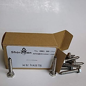 Shorpioen 25-Pack 3/8 x 3 1/2 Hex Lag Screw 18-8 Stainless Steel BC-3756L188