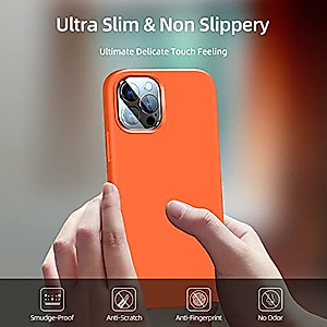 Dssairo [5 in 1 for iPhone 13 Pro Max Case 6.7 inch, with 2 Pack Screen Protector + 2 Pack Camera Lens Protector, Liquid Silicone Ultra Slim Shockproof Protective Phone Case (Orange)