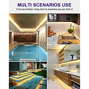 Outdoor LED Strip Lights Waterproof 3000K, 16.4ft IP67 High Density LED Tape Light, 600 LEDs/Reel, 252~300LM/ft, UL-Listed, 12V Dimmable Rope Lights for Home, Balcony, Roof, Backyard, Patio, Garden