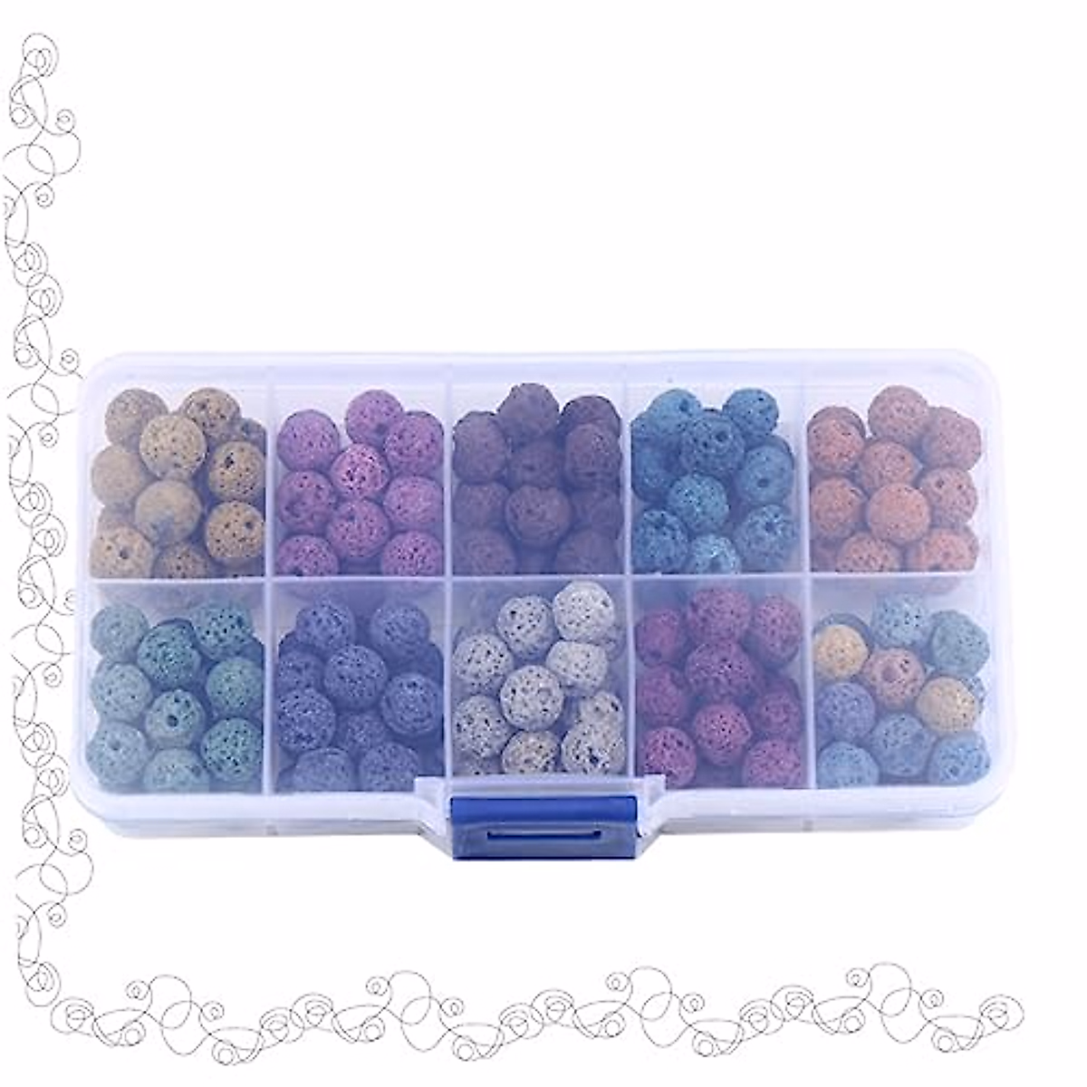 COHEALI 180pcs 10 Beads for Crafts Crystal Kit Jewelry for Volcanic Bead Loose Gumball Beads Gemstone Beads Jewelery Making Beads Loose Beads Lava Beads Artificial Bracelet Set Suite