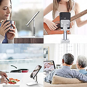 KJYF Phone Case for Oukitel WP19 (6.78"), [ 1 x Tempered Glass Protective Film], Shockproof Soft Silicone Black Case, with White Height Adjustable Cell Phone Stand for Desk.