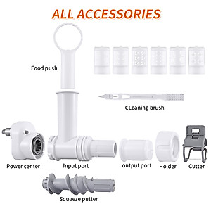 Pasta Maker Attachment for KitchenAid Stand Mixers Included 6 Different Shapes of Pasta Outlet, Durable Pasta Press Attachments and Cleaning Brush,White