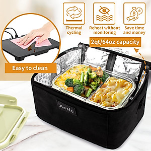 Aotto Portable Oven | 12V, 24V, 110V Car Food Warmer | Portable Mini Oven | Personal Microwave | Heated Lunch Box for Cooking and Reheating Food in Car, Truck, Travel, Camping, Work, Home