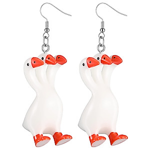 Kathfly Goose Earrings for Women 3 Headed Goose Earrings Cute Funny Weird Earrings Quirky Earrings Farm Pet Animal Earrings Acrylic Jewelry for Lovely Gift Charm