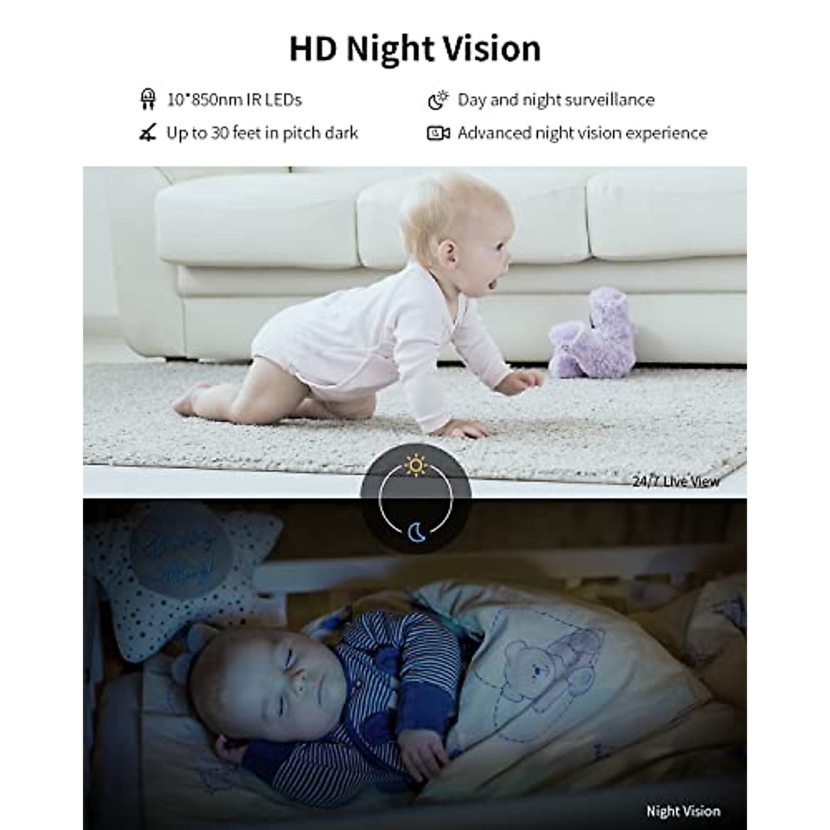 ZJX Pet Camera with Phone App, Indoor Home Security Camera for Pet, with AI Tracking, Night Vision, Compatible with Alexa, 2-Way Audio, White