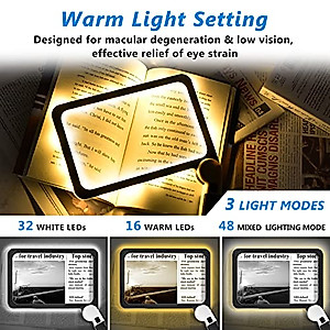 Magnifying Glass with Light 5X Magnifying Glass for Reading Handheld Folding Magnifier 48 Lights Full Page Viewing Area Perfect for Macular Degeneration Low Vision Person Gifts for Seniors Reading