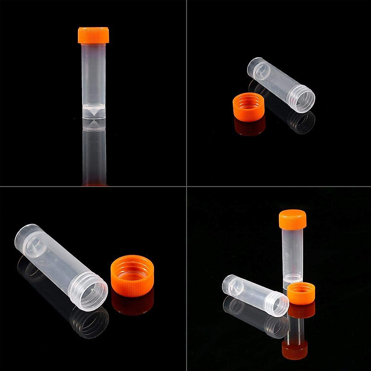 10pcs Plastic Frozen Test Tubes 5ML Standable with Lid Graduated Marks and Screw Cover with Silicone Gasket Vial Screw Seal Cover Pack Container for Laboratory Dia 15mm/0.59inches