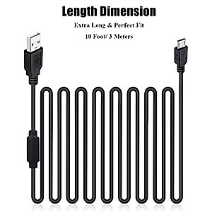2 Pack 10FT PS4 Controller Charger Charging Cable with Magnetic Ring Compatible with Playstation 4/ DualShock 4/ PS4 Slim/Pro Wireless Controllers