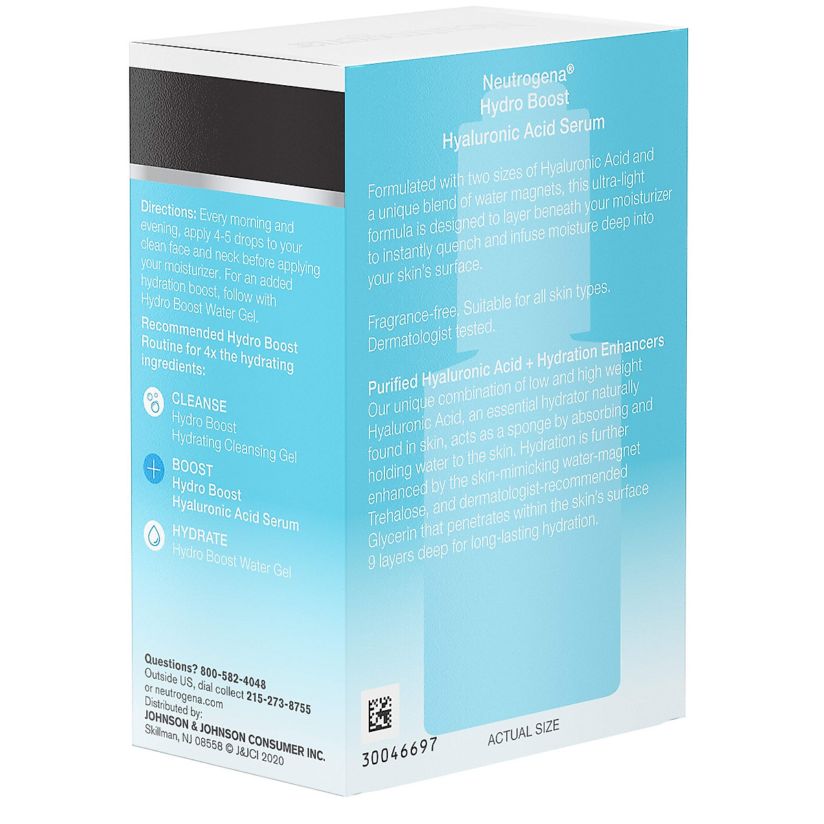 Neutrogena Hydro Boost Hyaluronic Acid Serum with 17% Hydration Complex, Lightweight Daily Hyaluronic Acid Facial Serum 1 oz (Pack of 2)