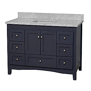 Abbey 48-inch Bathroom Vanity (Marine Gray/Carrara Marble): Includes Marine Gray Cabinet with Authentic Italian Carrara Marble Countertop and White Ceramic Sink