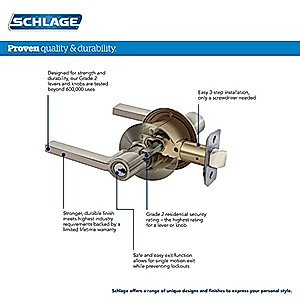 Schlage F40 V FLA 609 Flair Door Lever, Bed & Bath Privacy Lock, Antique Brass
