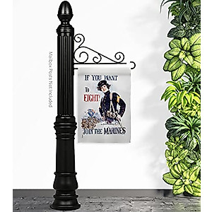 USBrotherhood Join Garden Flag Set Wall Holder Armed Forces Marine Corps USMC Semper Fi United State American Military Veteran Retire House Banner Small Yard Gift Double-Sided, Made in USA