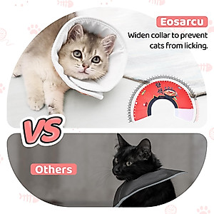 Eosarcu Cat Cone Collar Soft, Widen Cat Collar to Stop Licking, E Collar for Cats, with Strong Velcro & Waterproof Fabric, Ramen Style (M)