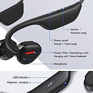 VIDONN Open Ear Headphones, Bluetooth Headset with Microphone, Beyond Bone Conduction- IPX6 Waterproof Sport Headset for Running, Cycling, Hiking, Driving (Black)