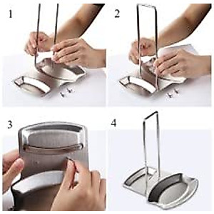 Lid Organizer Pot Lid Thick 304 Stainless Steel Pot Lid Spoon Frame Stand Lid Storage Rack Pot Lid Holder Pot Lid Frame Stand Kitchen Supplies