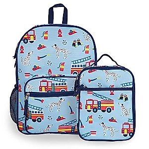 Wildkin Day2Day Kids Backpack Bundle with Lunch Box Bag (Firefighters)