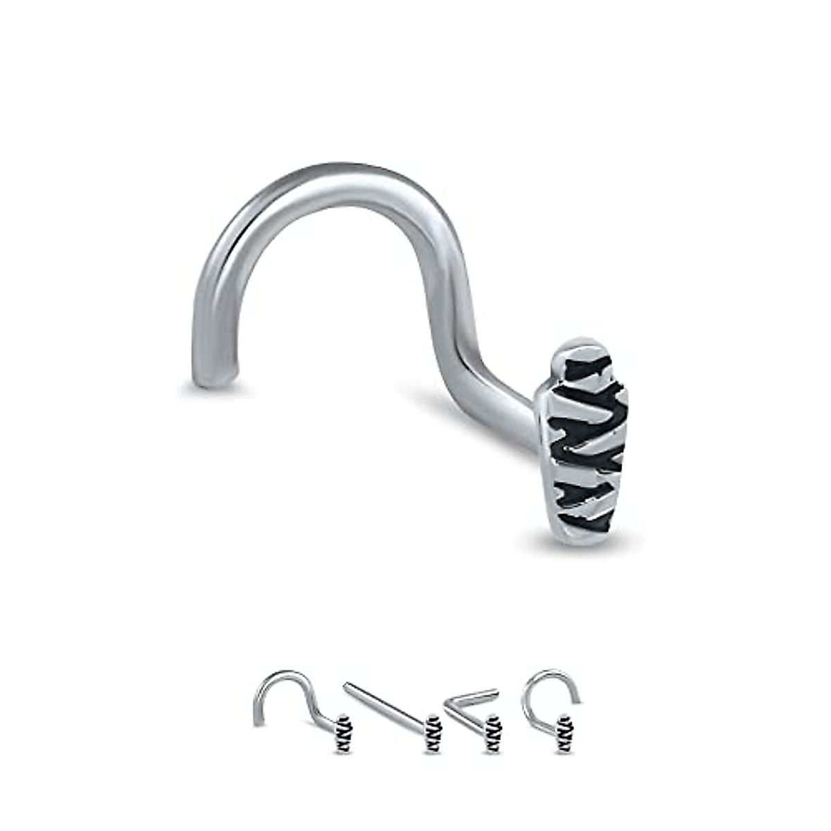 316L Surgical Steel 15mm Straight Nose Ring Stud Halloween Mummy 20G
