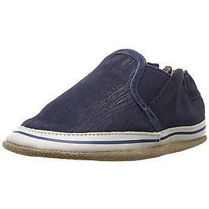 Robeez Unisex-Child Crosshatch Crib Shoe, Leather Liam Basic-Indigo, 12-18 Months M US Infant