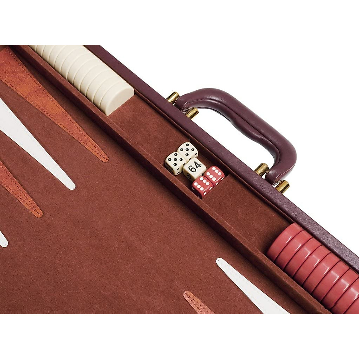 21-inch Backgammon Set - Brown Board and Playing Surface - White and Light Brown Points