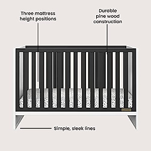 Child Craft Orbit 3-in-1 Traditional Convertible Euro Crib, (Ebony/Matte White)