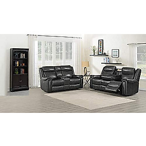 Coaster Furniture Shallowford Upholstered Reclining Power Headrest Loveseat with Console Hand Rubbed Charcoal Love Seats 609322PP