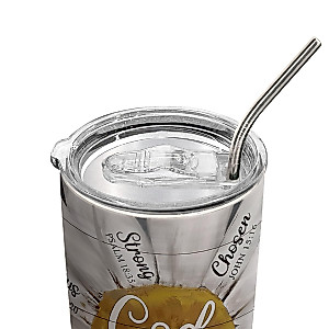 20oz Daisy Flower Faith Tumbler, God Says You Are, Religious, Christian Gifts, Coffee Thermos for Women, Stainless Steel Double Wall Vacuum Insulated Coffee Mug, Travel Cup with Lid