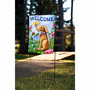 Toland Home Garden 112078 Welcome Dog Spring Flag 12x18 Inch Double Sided Spring Garden Flag for Outdoor House summer Flag Yard Decoration