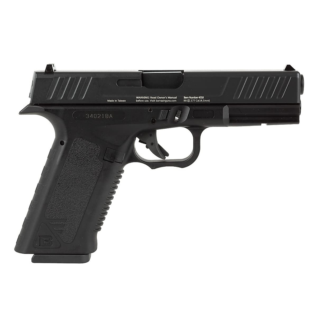 Barra Airguns 009 Full Auto BB Gun Pistol, CO2 Blowback Select Fire Air Pistols, BB Guns for Kids & Adults, 18-Round Drop-Free Magazine, 325 FPS, 177 Caliber BBS
