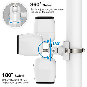 Universal Outdoor Camera Mount for Arlo Pro 5SS/Pro 4/Pro 3/Ultra 2/Essential XL,for eufyCam 2C/2C Pro and More 1/4’’ Camera, Fits 1.96-7.87’’ Pole No Drill(White, 2 Pack)