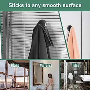 B BENEHORTI Suction Cup Hooks for Shower, Multifunctional Towel Hooks, Matte Black Plished Easy to Install Super Suction for Kitchen Bathroom Restroom, 2 Pack