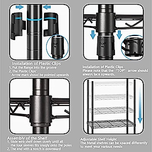 XIOFIO Heavy Duty Garment Rack, Metal Clothing Rack with 3 Hanging Rods and 6 Adjustable Shelves, Freestanding Open Wardrobe Organizer for Hanging Clothes,54"L x 16.5"W x 76.7"H Max Load 600LBS, Black