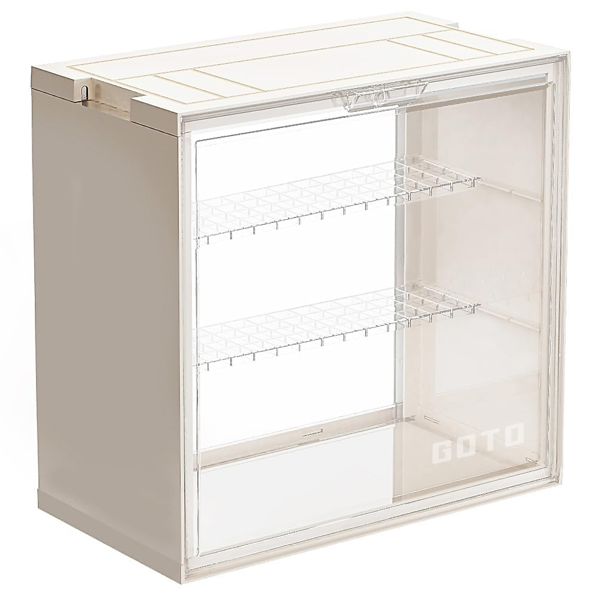GOTO Clear Assemble Display Box, Doll Display Storage Case, Stackable Show Case for Pop Mart, Garage Kits, Action Figures, Lego, Collectibles, Toys, Cosmetics (1 Box with 2 Partitions)