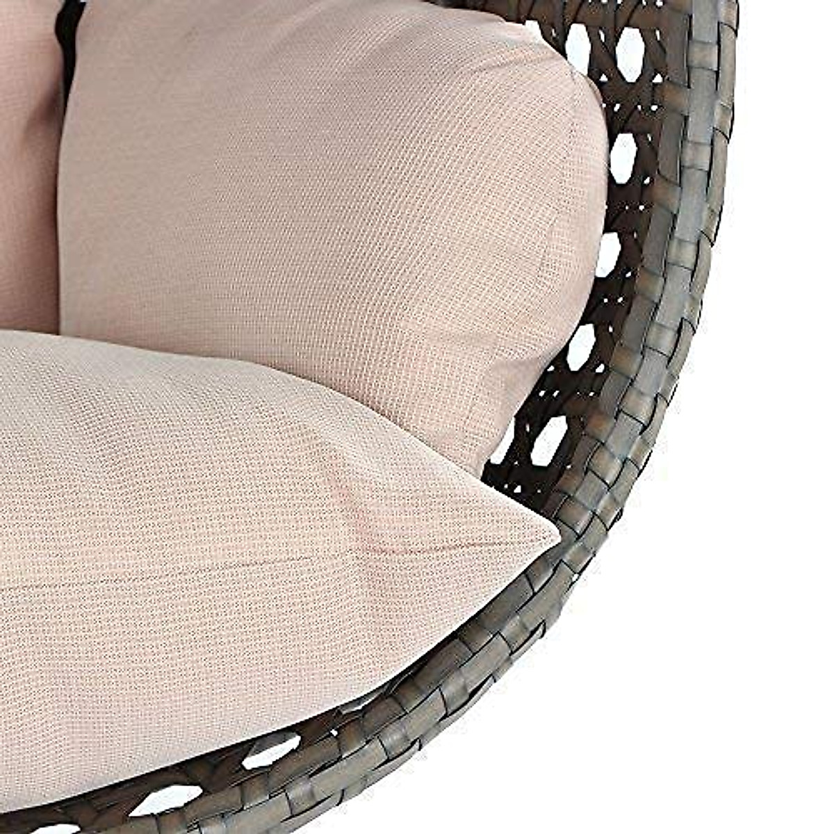 Island Gale Luxury 2 Person Outdoor Patio Hanging Wicker Swing Chair ( X-Large, Latte Rattan/Latte Cushion)