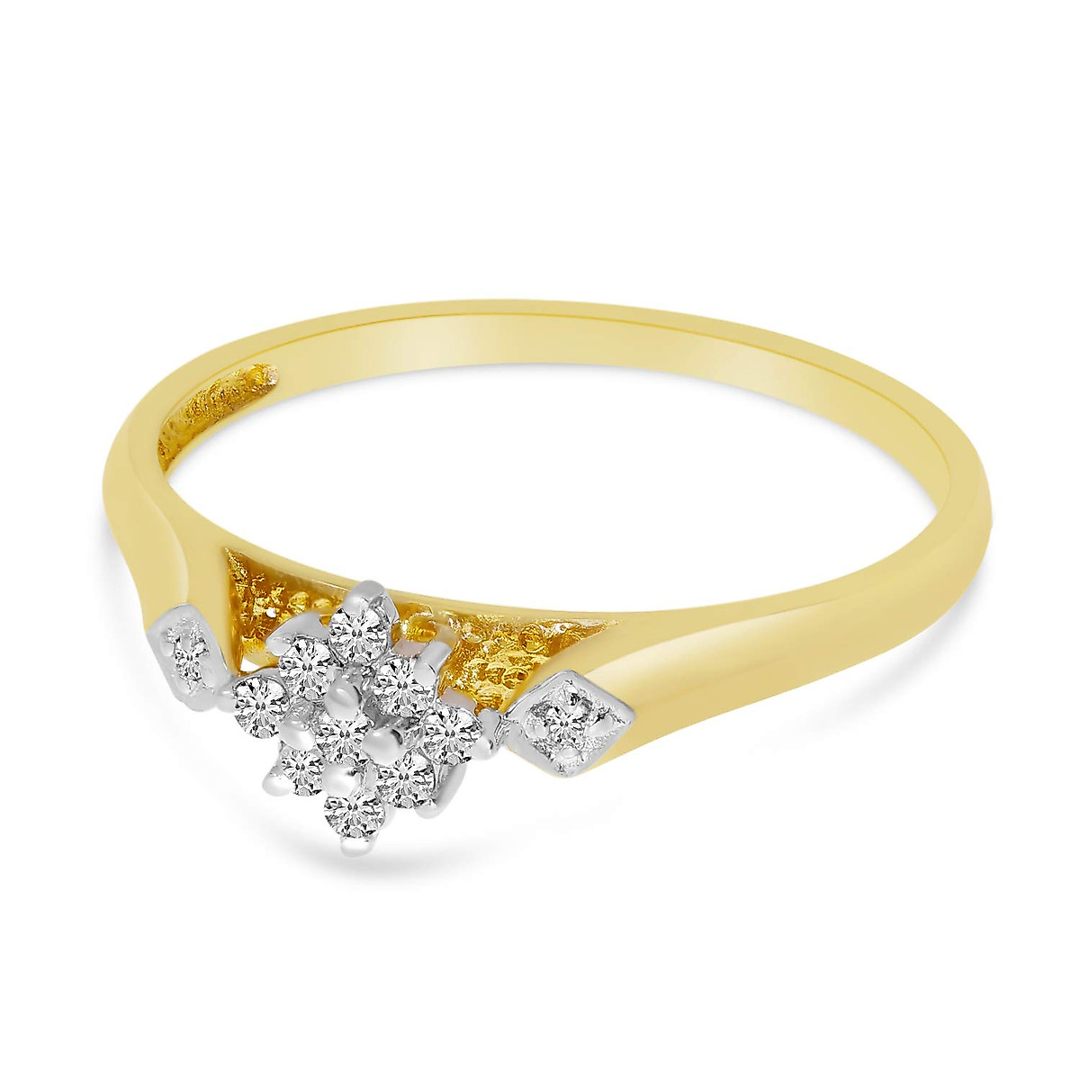 Direct-Jewelry 10K Yellow Gold Diamond Cluster Ring (Size 6)