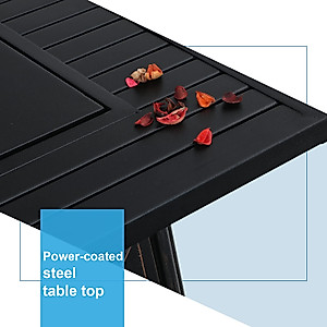 Gas Fire Pit Table 50,000 BTU Square Outdoor Propane Fire Pit Table Fireplace for Patio Garden Camping Outdoor Heating with Blue Fire Glass