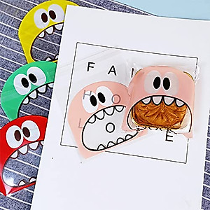 200Pcs Self Adhesive Cookie Candy Bags Big Mouth Monster Bakery Decorating Bags Treat Bag Chocolate Gift Bags for Kids Party Favor Candies and Desserts (3.94 x 3.94 In)
