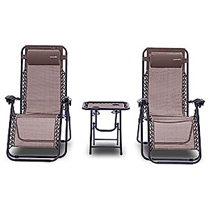 SereneLife Zero Gravity Lounge Chair, One Size, Brown