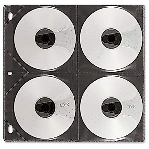 Vaultz CD Insert Pages, 3 Hole Punched, 10 x 10.875 Inches, 8 CDs/Page, 50 Pages/Pack, Black (VZ01415)