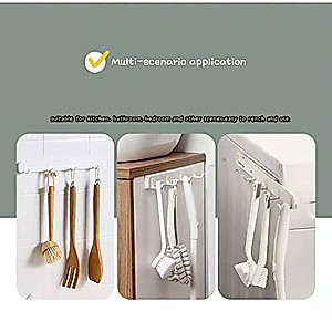 Oraony Ugrade Adhesive Kitchen Utensil Sliding Rack, Wall Mounted Rack Hook Hanger Saving Space No Drilling for Kitchen Refrigerator Door Washer Microwave Bathroom Bedroom (2Pcs)