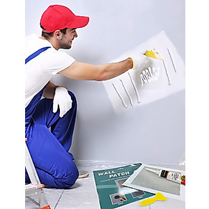 Seloom 15 Pcs Drywall Repair Kit, 2/4/6/8 Inch Self Adhesive Fiberglass Mesh Wall Repair Patches, Drywall Tools Wall Hole Quick Repair Aluminum Plate Repair Patch for Damaged Drywall Ceiling