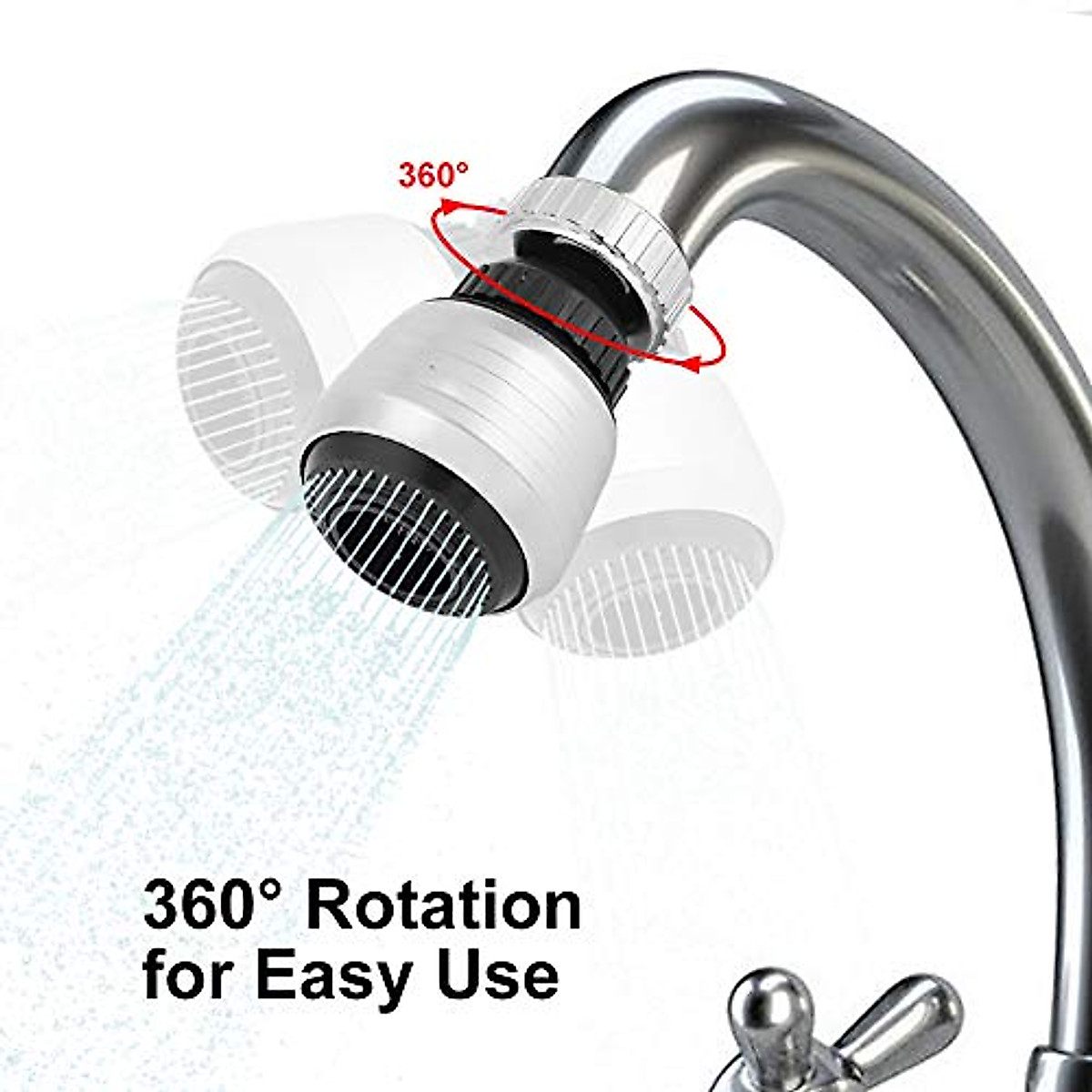 Oumefar Water Saving 360° Swivel Prevent Sputtering Tap Spray Head Adapter Faucet Aerator Faucet Bubbler Filter(2 pieces)